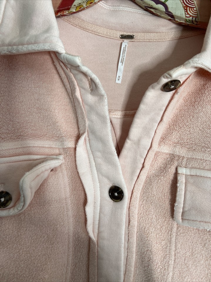 Free People Ruby Shirt Fleece Oversized Buttondown Shacket Jacket M ...