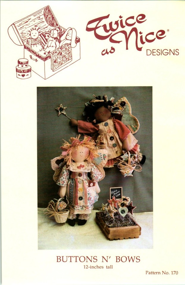 Buttons n Bows Doll Pattern Country Primitive Vintage Angel with Wand ...