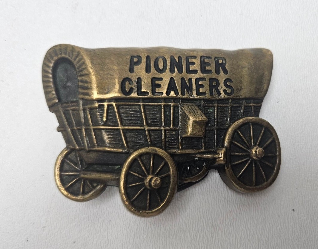 Vintage Covered Wagon Solid Brass Baron Belt Buckle P… - Gem