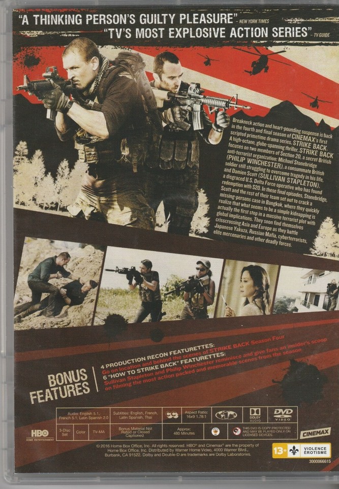 Strike Back (DVD,2016,3-Discs) Cinemax Season 4 - The Final Season ...