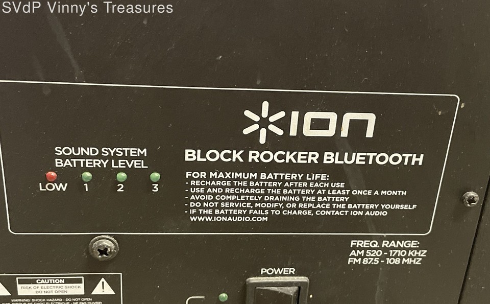 ION Block Rocker Bluetooth Portable PA Speaker AM/FM AUX Mic Input ...