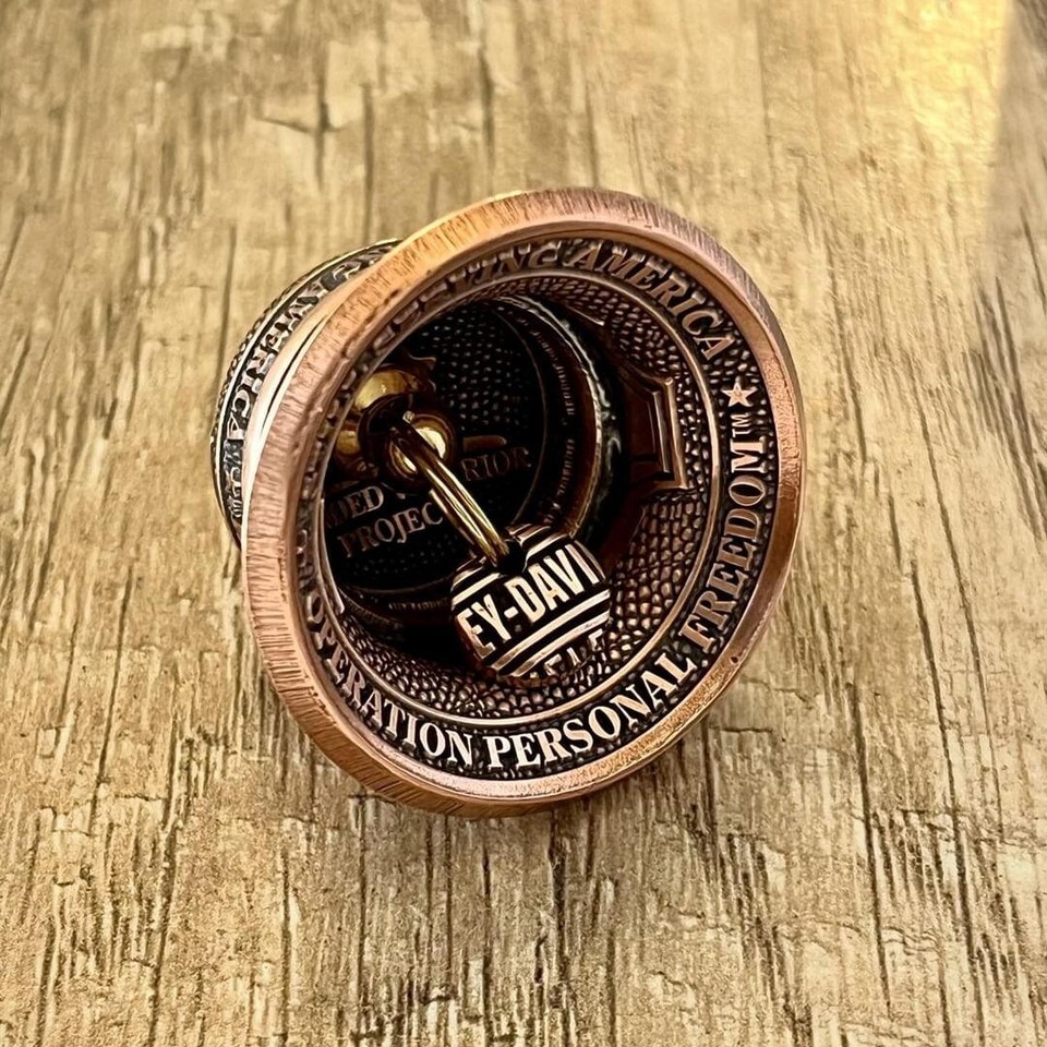 Harley Davidson Wounded Warrior Copper Coin Biker Guardian Gremlin Bell ...