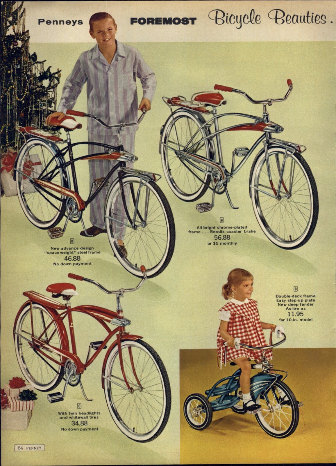 1964 PAPER AD 3 PG COLOR Foremost Bicycle Sidewalk Tricycle Hercules ...