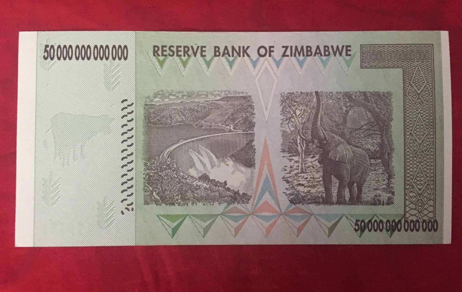 ZIMBABWE 50 TRILLION DOLLARS SPECIAL No. AA1111155 BANKNOTE 2008 UNC ...