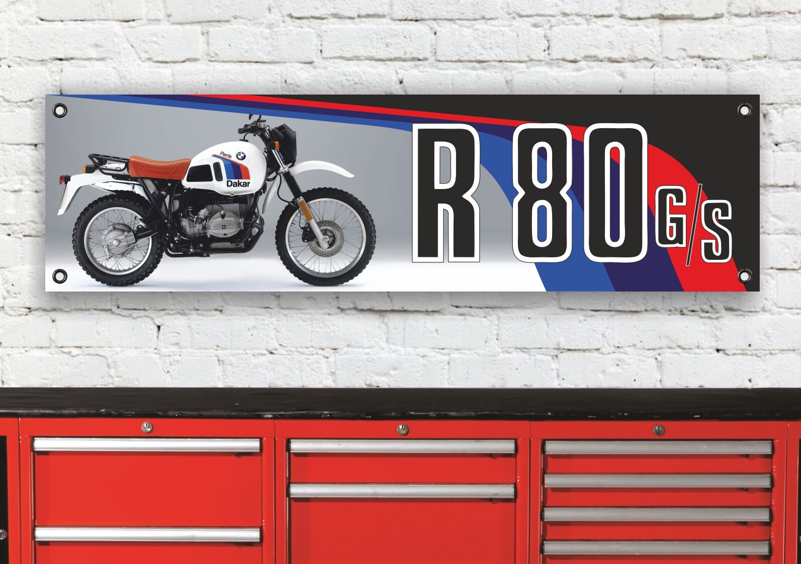 BR404B BMW R80 GS G/S PARIS DAKAR INSPIRED GARAGE WORKSHOP BANNER SIGN ...