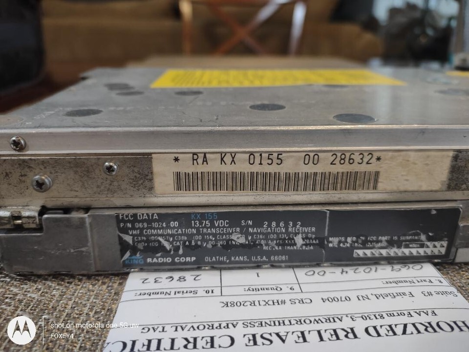 KING KX 155 NAV/COMM (14V) P/N 069-1024-00 no GS WITH FRESH FAA 8130-3 ...