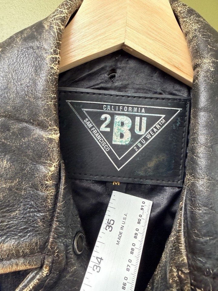 Vintage 2BU D-Pocket Black Leather Motorcycle Jacket M | eBay
