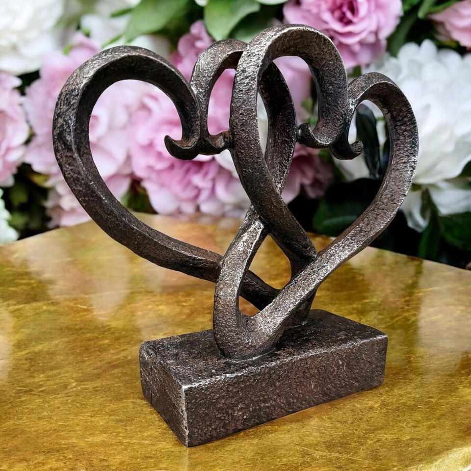 Entwined Hearts Tabletop Decor, Two Hearts Love Unity Sculpture – Cast ...