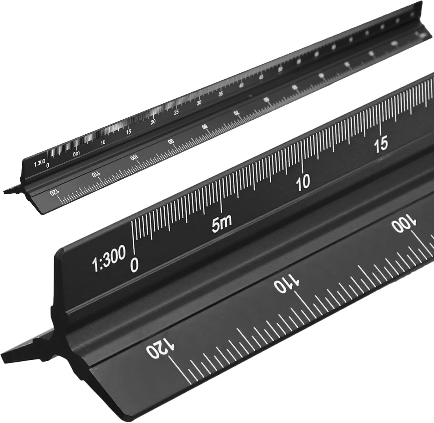 Metric Engineer Scale Ruler 12 Inch, Aluminum Laser-Etched Triangular ...