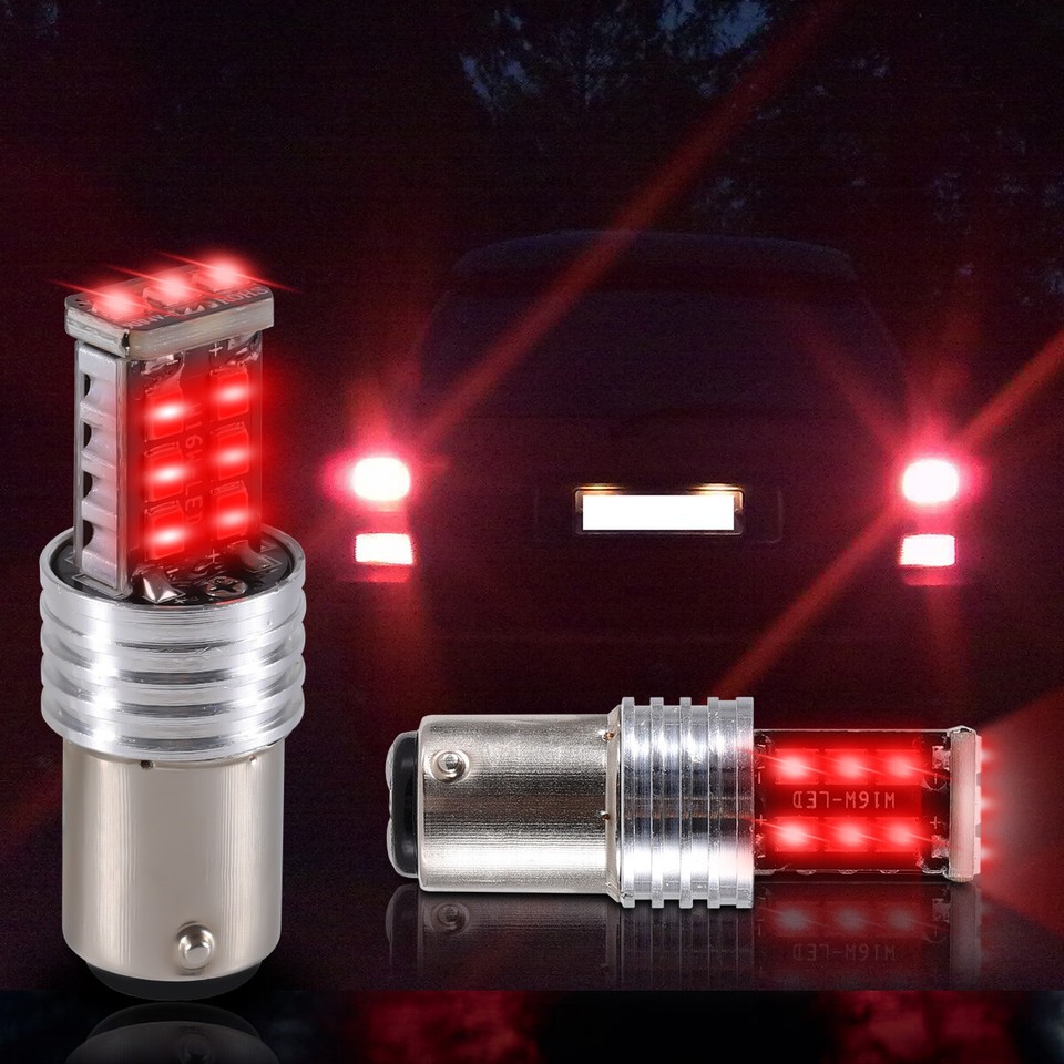2x Red Led 1157 BAY15d Turn Signal Lights Bulb 800LM - 15 Smd 2835 Leds ...