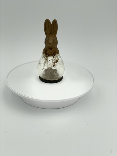 VTG Antique Victory Glass Rabbit CANDY BOX Container Easter Bunny Tin ...