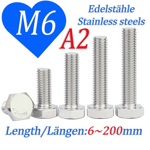 Din 933 M6X6~200mm A2 Stainless Steel Hexagon Setscrews Fully Threaded ...