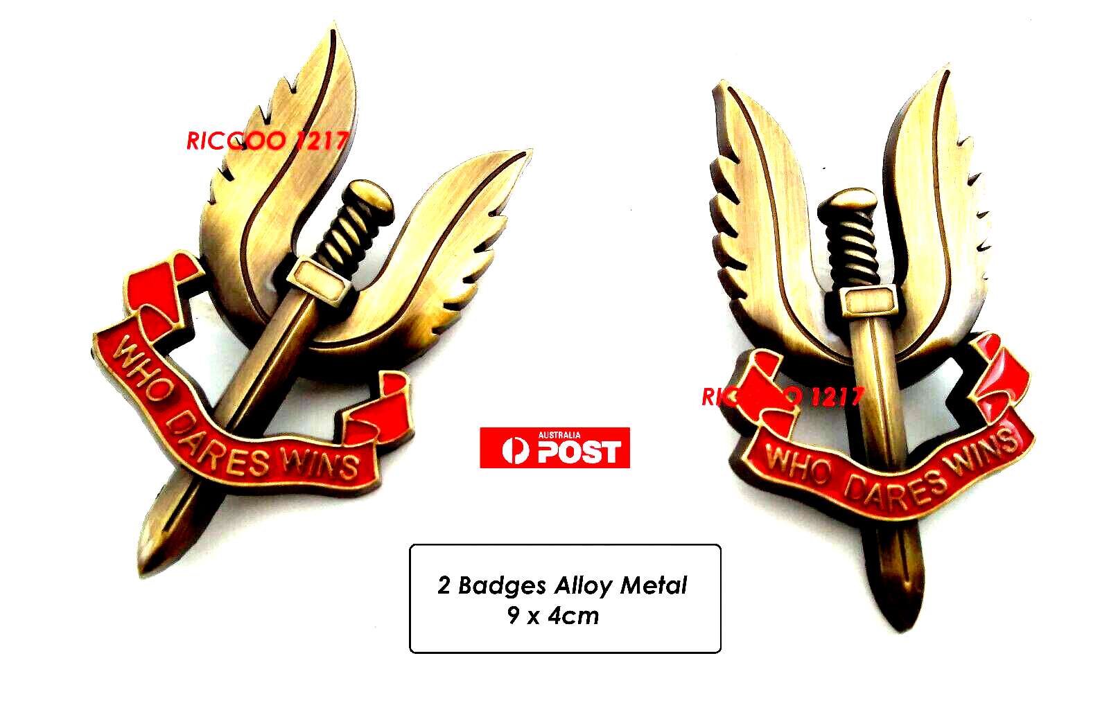 SAS Who Dares Wins Car Trunk Badges x 2 alloy 9 x 4.5cm Metal alloy ...