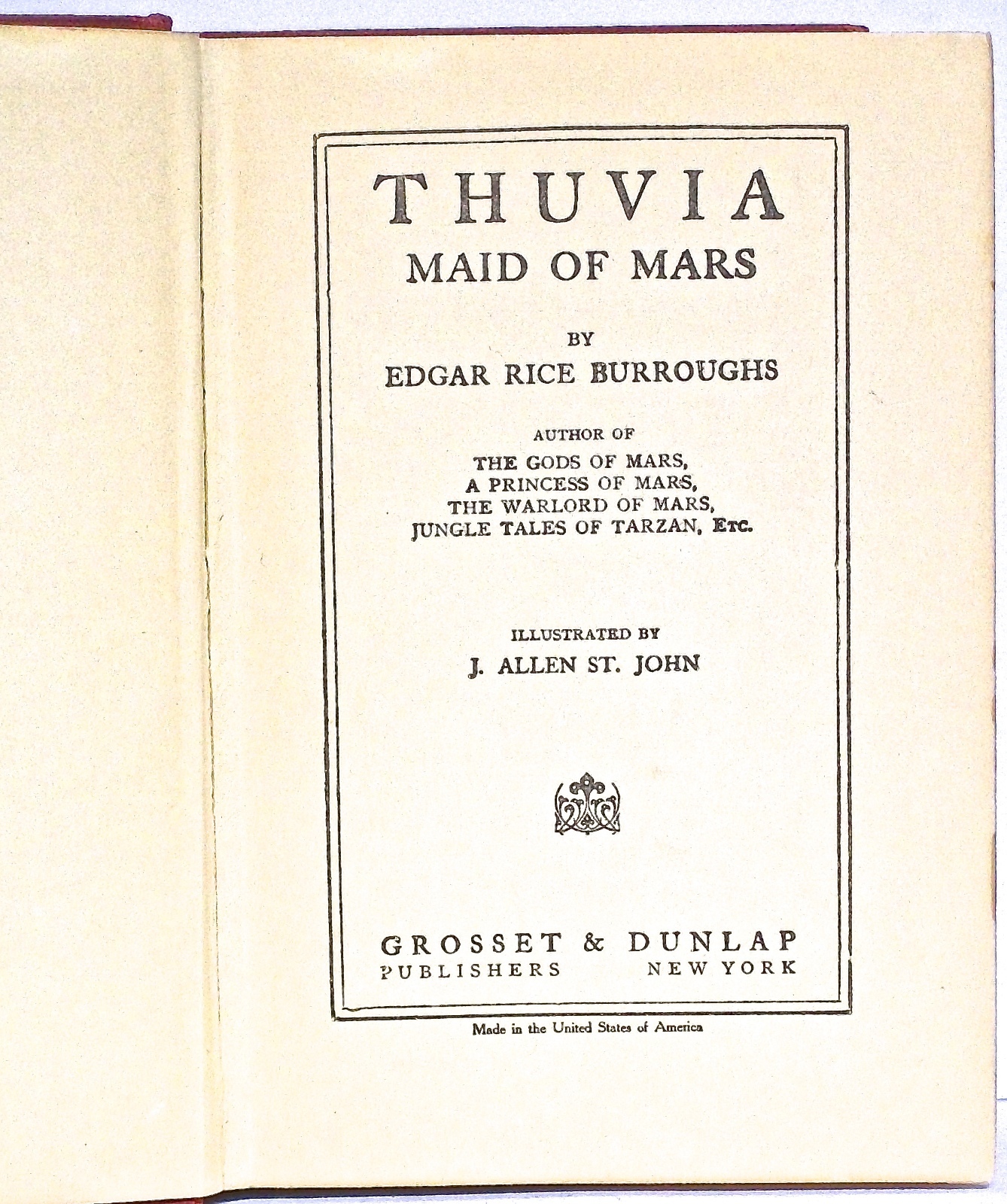 THUVIA, MAID OF MARS — par EDGAR RICE BURROUGHS GROSSET&DUNLAP — COPIE ...