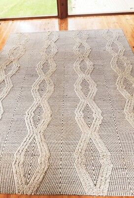 Massive 100% Wool Rug White & Black Handloomed 4m X 3m RRP $1450 | eBay ...