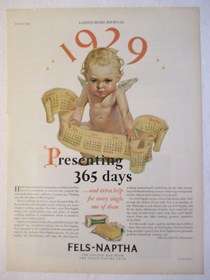 FELS-NAPTHA AD LADIES HOME JOURNAL 1929 new years cupid baby ...