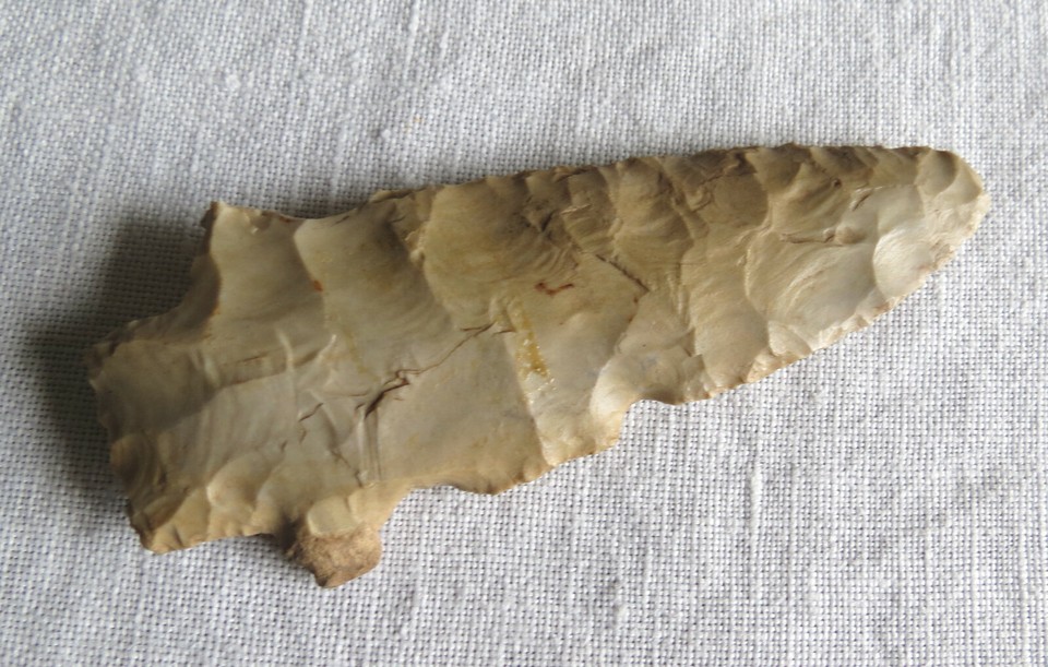 FINE AUTHENTIC CLAY COUNTY ARKANSAS ARROWHEAD INDIAN SPEAR POINT 3 3/8 ...