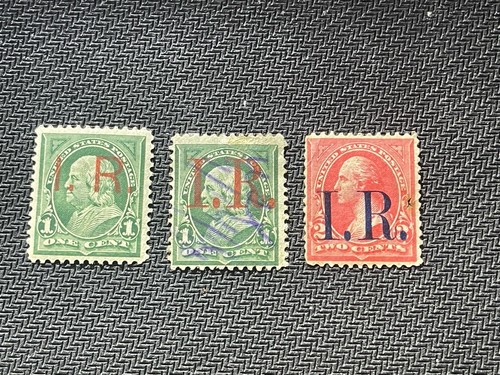 Three US Revenue I.R. Overprint Stamps Scott #R153 MNH, M154 Used, R155 ...