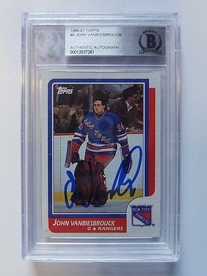 JOHN VANBIESBROUCK SIGNED 1986-87 TOPPS ROOKIE RC CARD BAS BECKETT AUTO ...