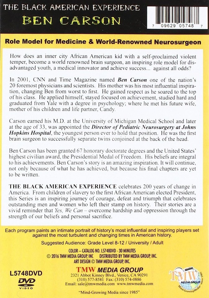 From Poverty to Purpose, The Ben Carson Story. Role Model for (DVD) (US ...