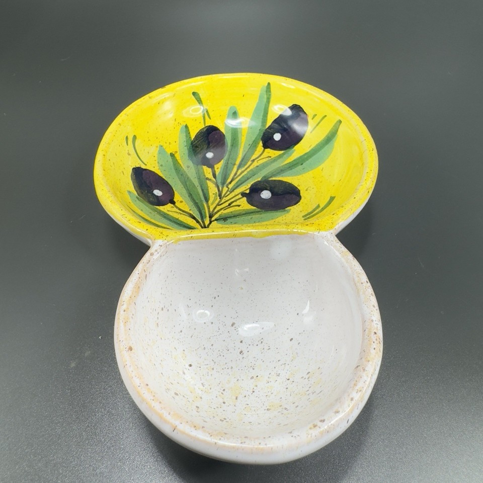 Bizzirri Italy Pottery Divided Dish Container Bowl Dish Green Olives ...