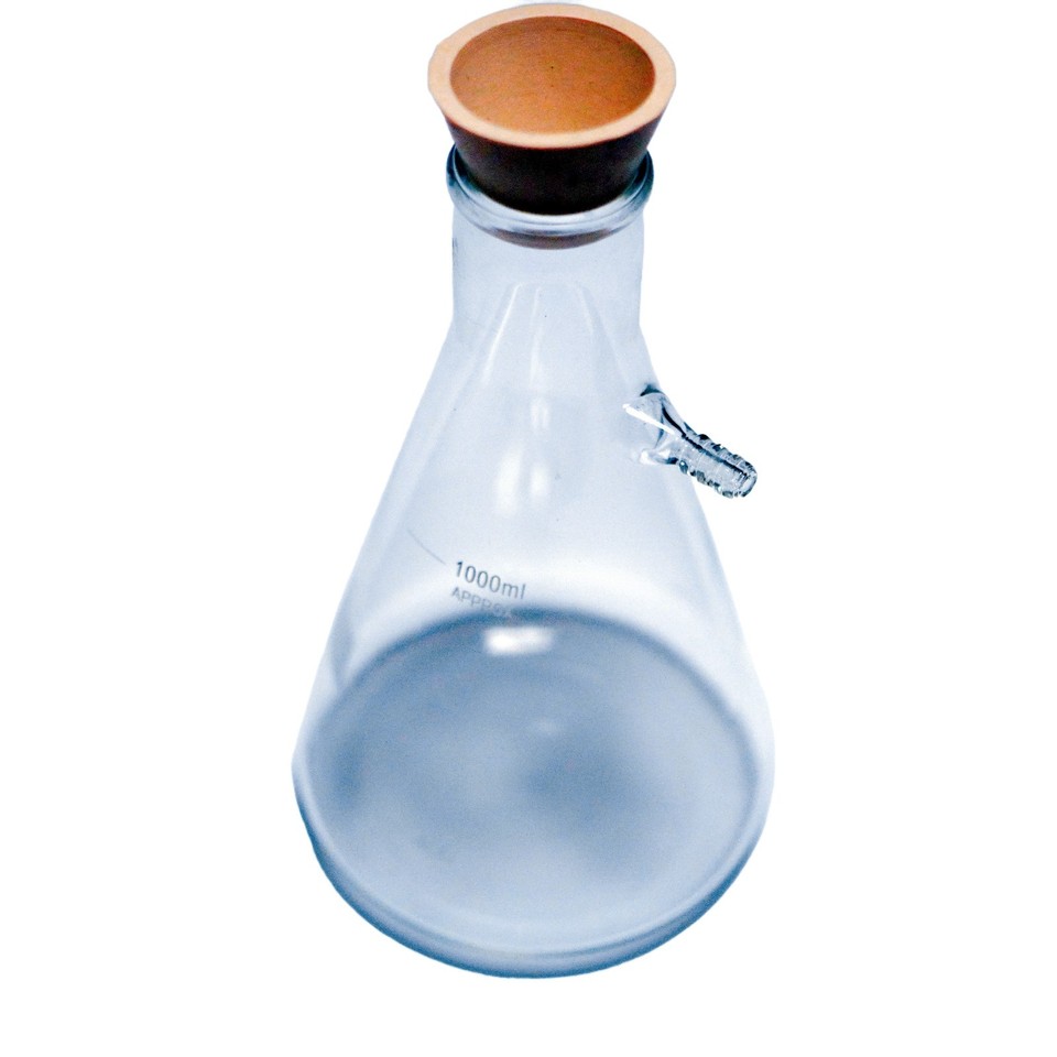 Lab glass Erlenmeyer vacuum filter flask filtering flask 1000 ml - 2000 ...