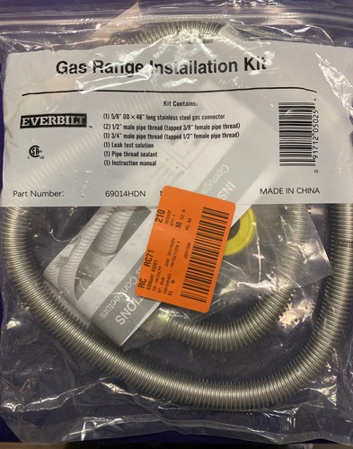 NEW EVERBILT 69014HDN GAS RANGE INSTALLATION KIT STAINLESS STEEL 5/8" X ...