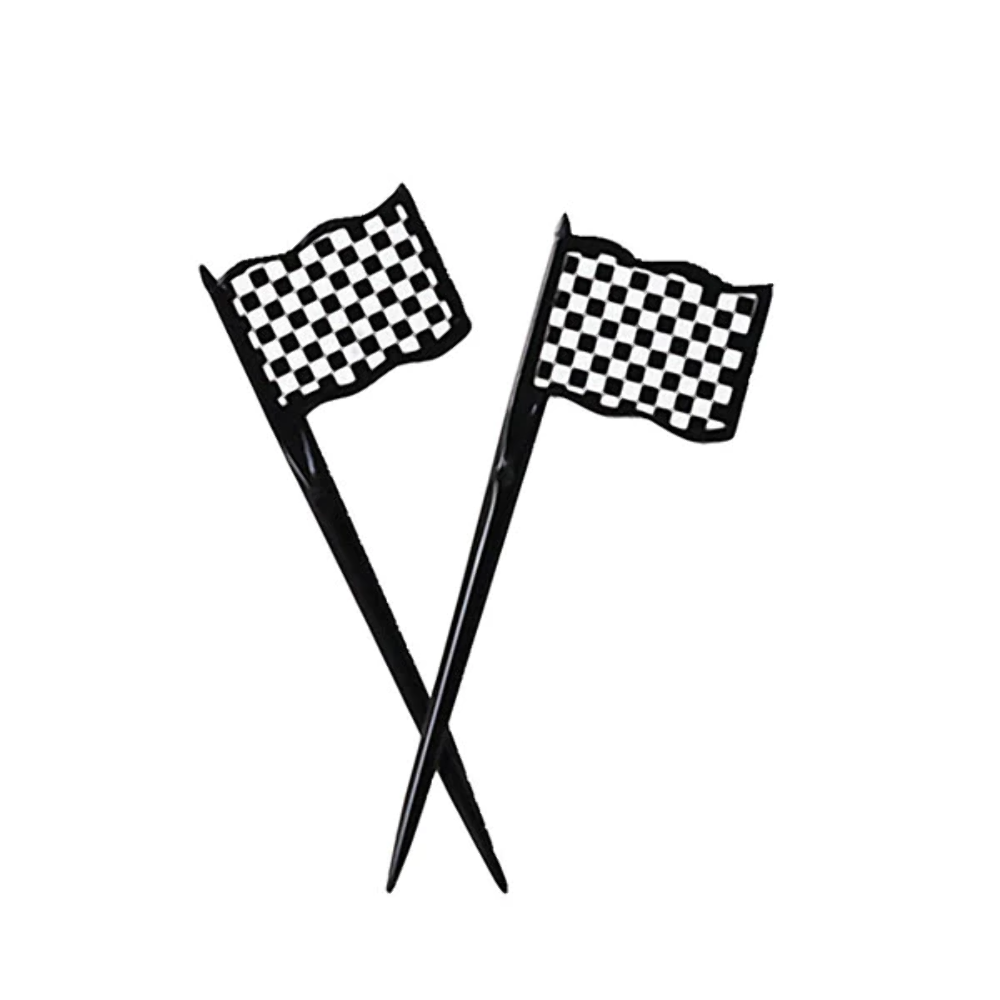 Black & White Check Racing Flags Picks Plastic 9cm x 3cm Pack of 12 ...