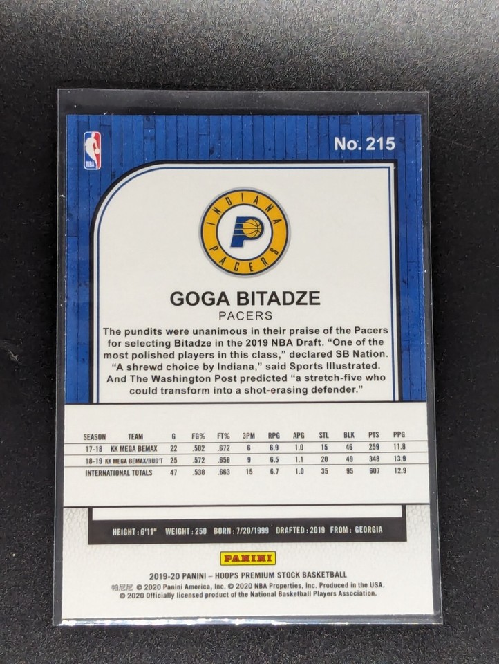 2020 Panini Premium Stock Goga Bitadze RC #215 Orlando Magic/Pacers | eBay