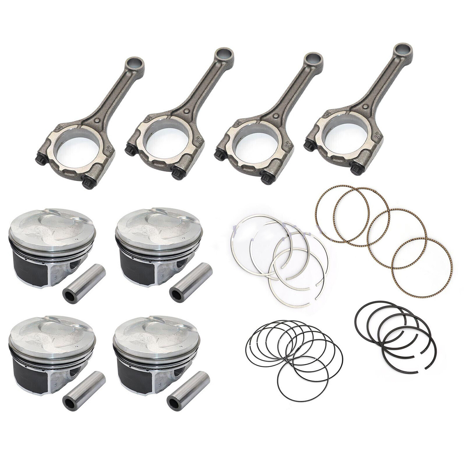 4 Set Connecting Rod & Piston Kit for Hyundai Accent Veloster Kia Rio ...