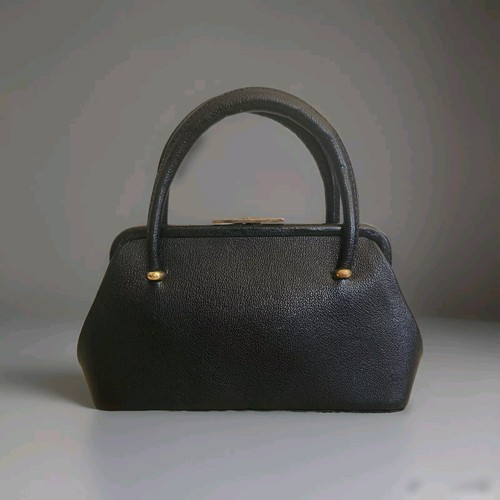 VINTAGE RONAY ORIGINAL SMALL BLACK LEATHER SATCHEL W/BRASS HARDWARE GVC ...