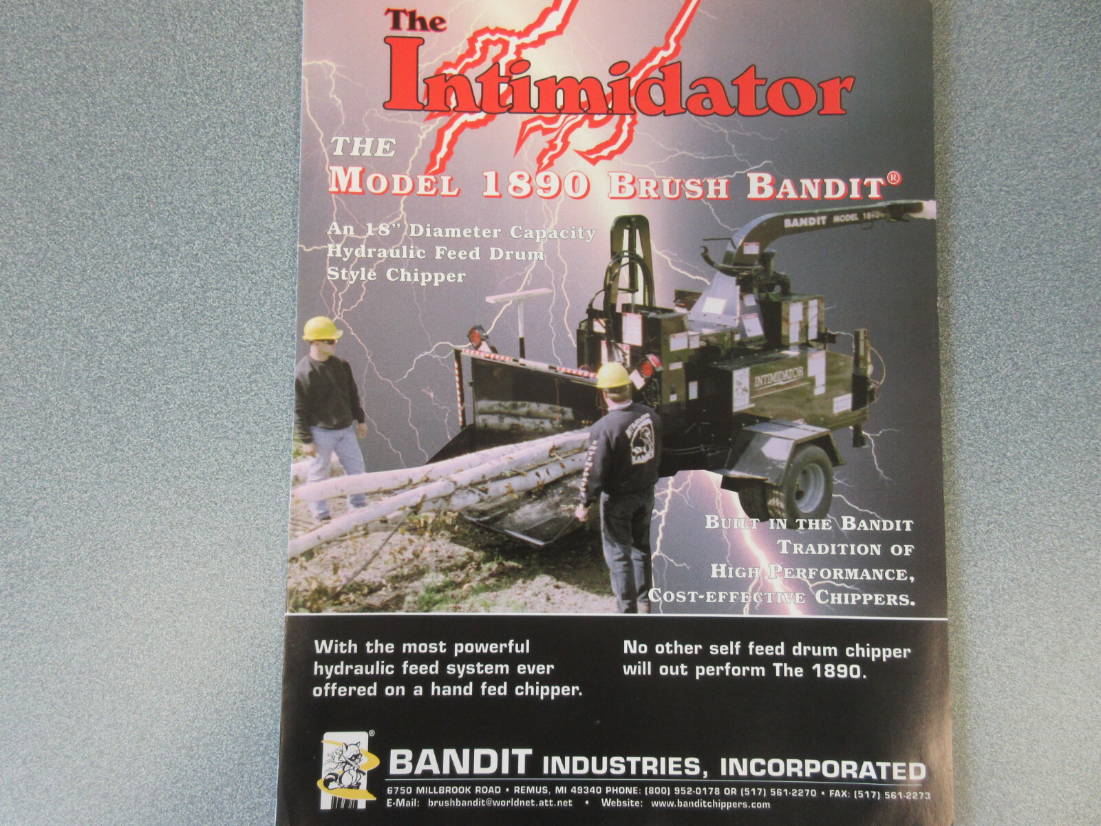 Bandit Intimidator 1890 Brush Bandit Brochure 4 Page | eBay