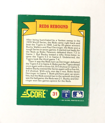 1991 Score - World Series Trivia Inserts #31 Cincinnati Reds for sale ...