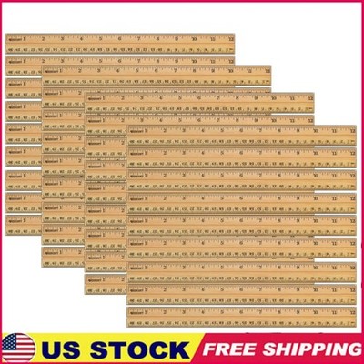 12 Inch Wood Ruler Pack of 36 Metal Edge 1/16 Inch Metric Scale School ...