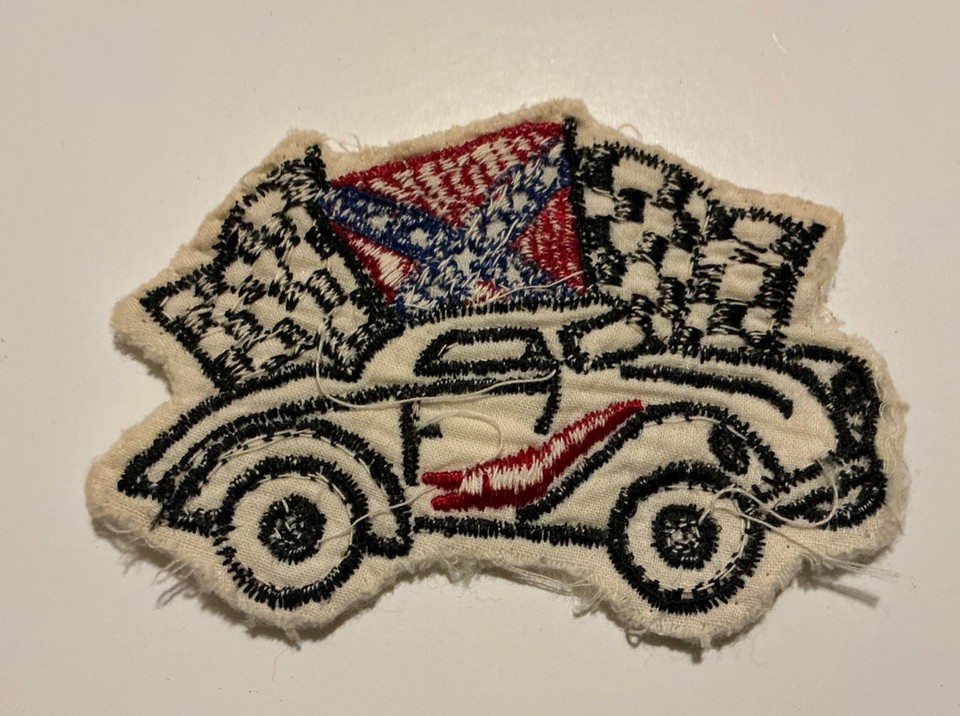 Vintage Car W/ Racing Flag Patch | eBay