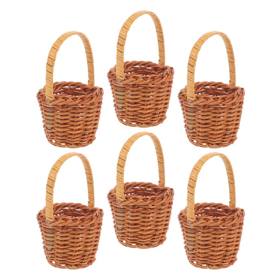 6 Pcs Mini Baskets Miniature Decors Children's Woven Flower Cute Small ...
