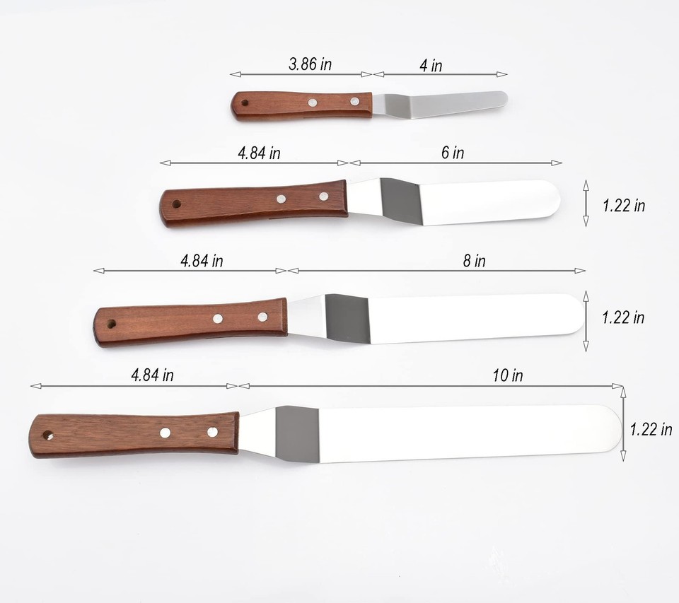 Angled Cake Icing Spatula Set with Dough Scraper and Cake Scraper Set ...