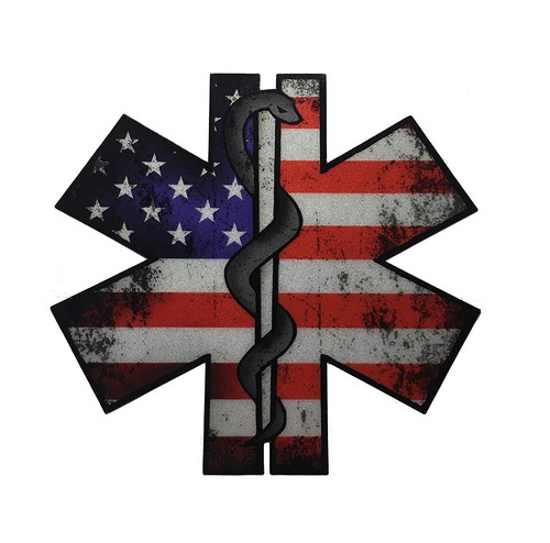 4" Reflective Star of life caduceus Full color American patriotic ...