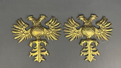 Pair of Double Headed Phoenix Eagle 12 1/2" Brass Door Knocker Plates ...