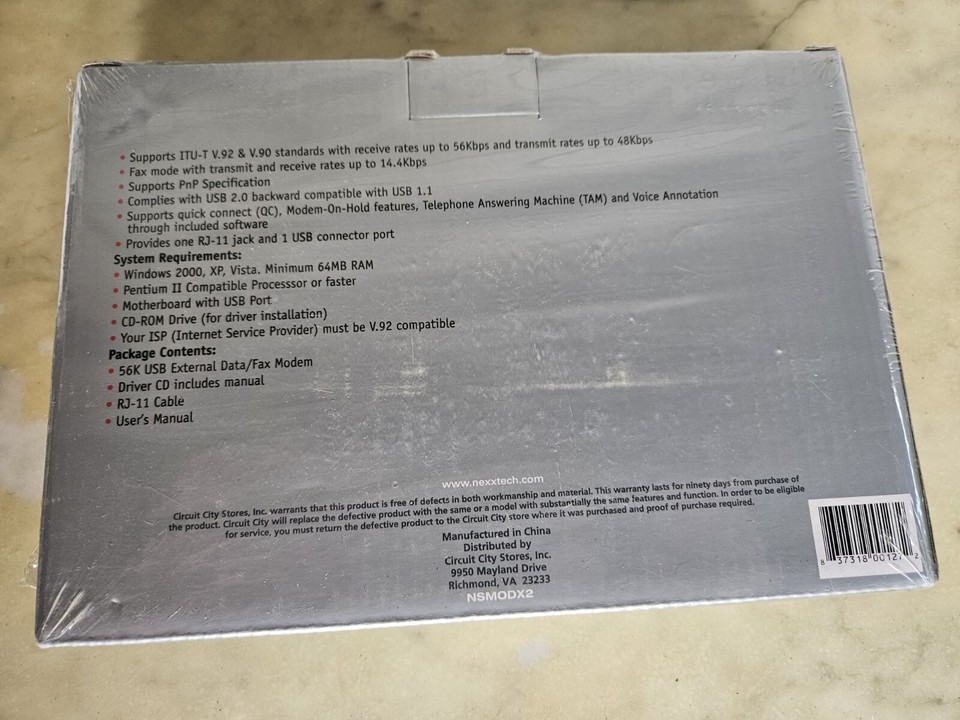 V92 V90 56K External USB Data Fax Dial Up Internet Modem Nexxtech ...