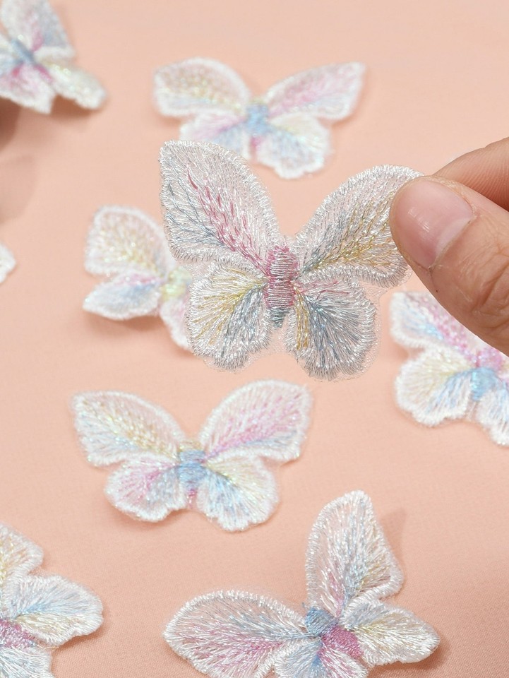 10pcs Butterfly Shaped Iron-on Patch, Embroidered Butterfly Patch For ...