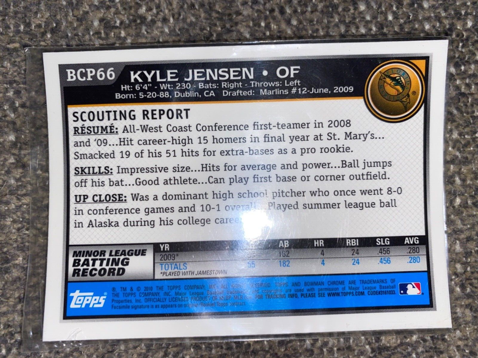 2010 Bowman Chrome Prospects Kyle Jensen #BCP66 | eBay