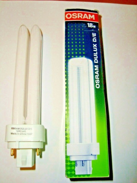 OSRAM Dulux D/E 18W/ 840 LUMILUX 4 Pin G24q-2 base Compact fluro bulb ...