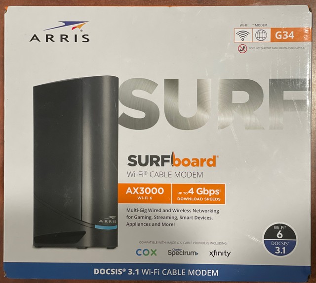 ARRIS G34 3.1 Gigabit 4 Ports Surfboard Cable Modem (82715943) for sale ...