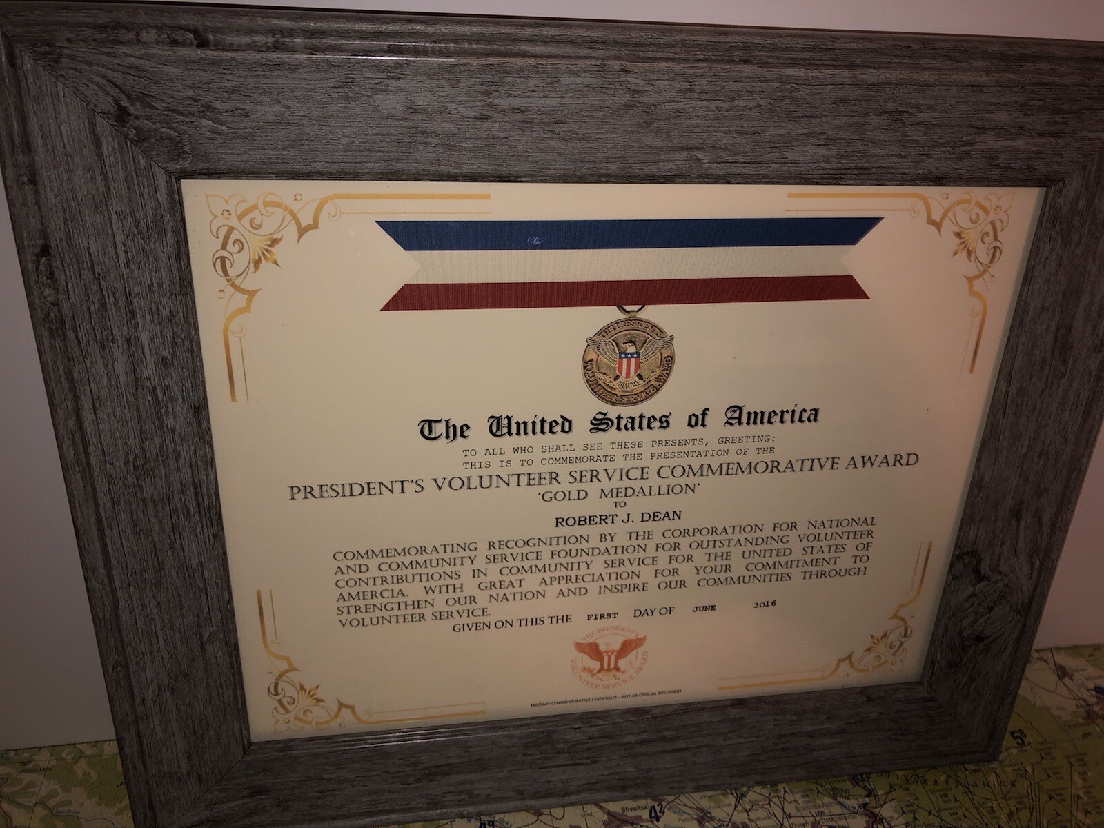 PRESIDENT'S VOLUNTEER COMMEMORATIVE SERVICE [GOLD] AWARD CERTIFICATE ...