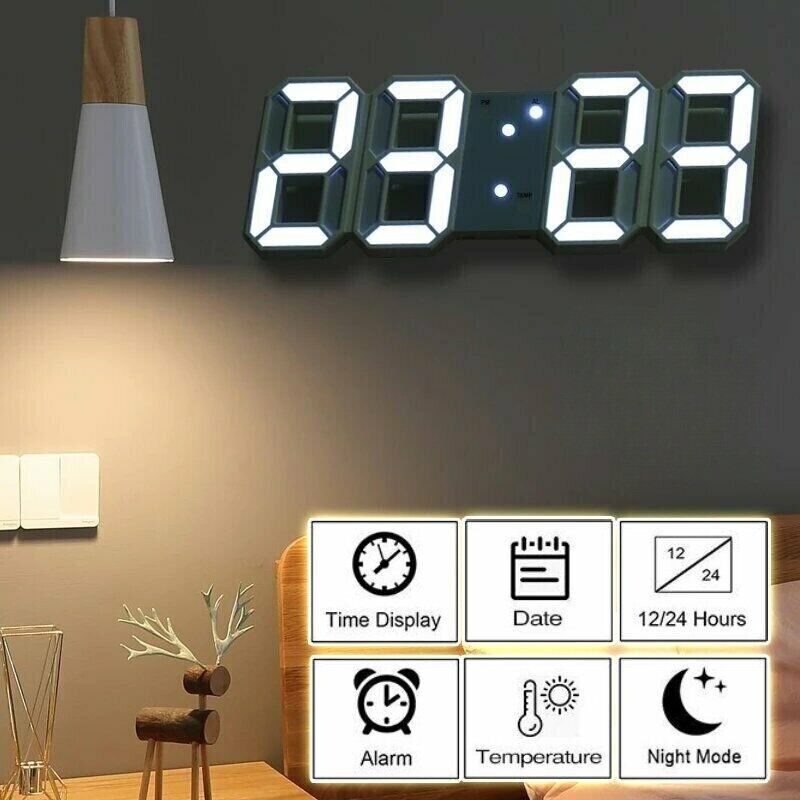 Cool Digital Wall Clocks 3D LED Digital Clock Table Wall Electronic