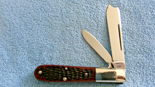 Case 1977 Unused 3 Dot 6205 RAZ Solid Jigged Delrin One Arm Man Knife ...
