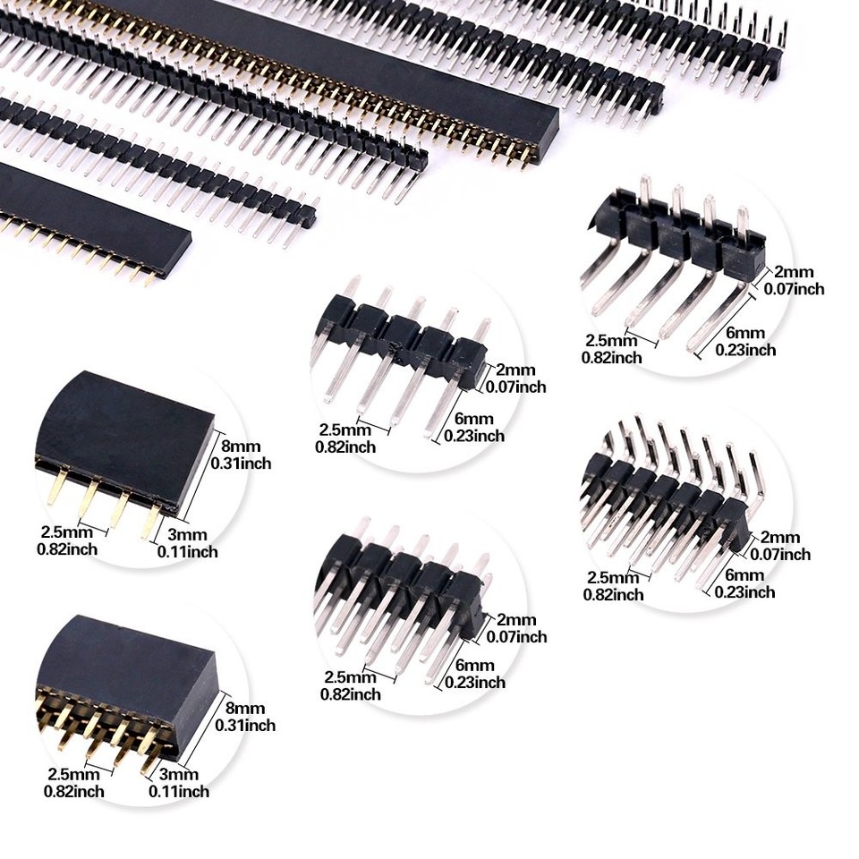 Pin Header Connector Kit Assortment 112 Pcs 2.54mm Male Female for ...