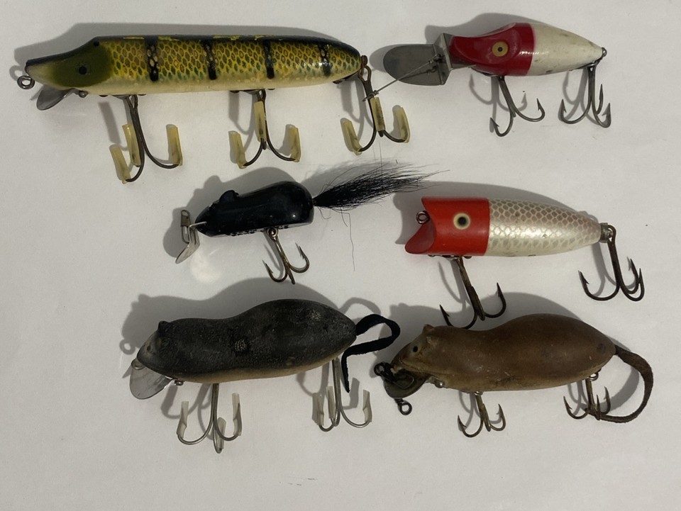 Heddon Lure Lot Of 6 - Vamp, Baby Lucky 13, Go Deeper River Runt, Mouse ...