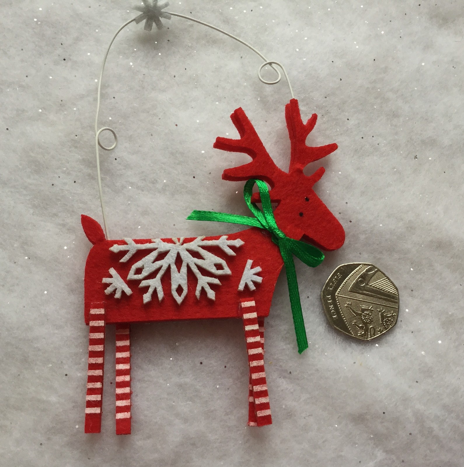 Red White Scandi Christmas Tree Decoration Nordic Reindeer Felt Gisela ...